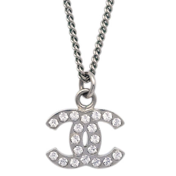CHANEL | Jewelry | Chanel Silver Chain Necklace Rhinestone B1v 19868 ...